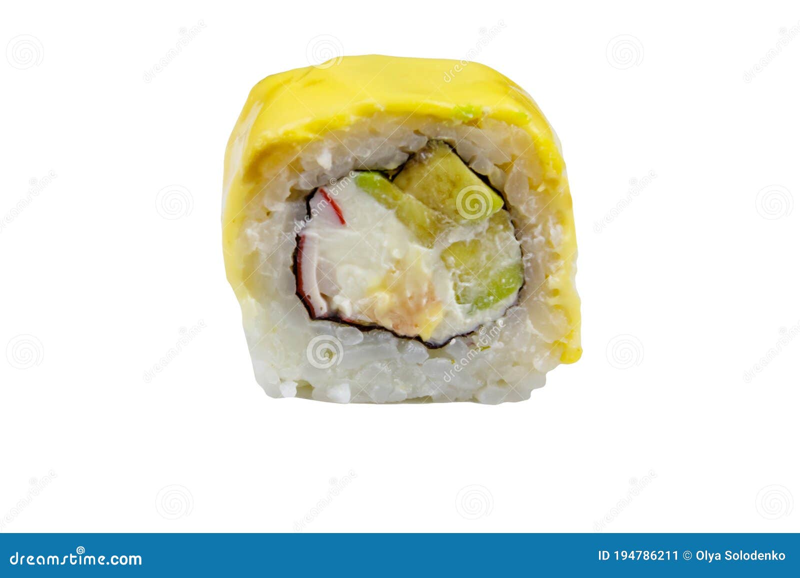 Sushi Cheese Roll Isolated on White Background Stock Image - Image of ...