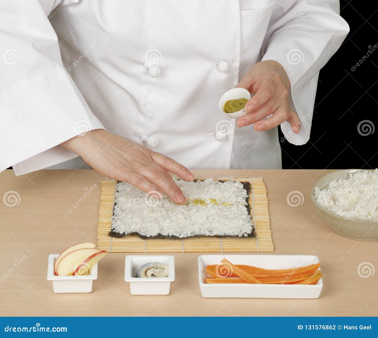 Sushi chef at work stock photo. Image of japan, tasty - 131576862