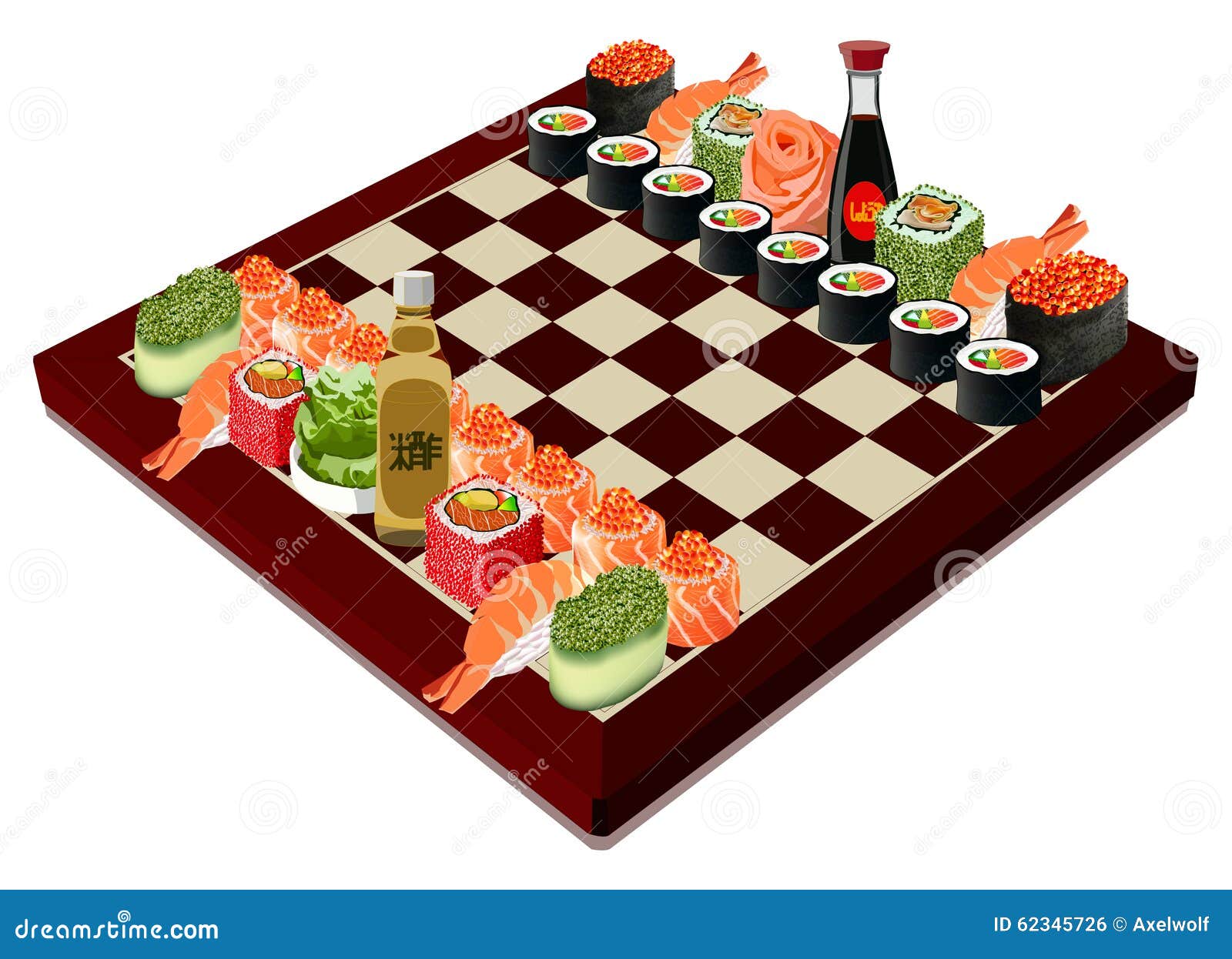 Sushi Chess, Vector Illustration Stock Vector - Illustration of food ...