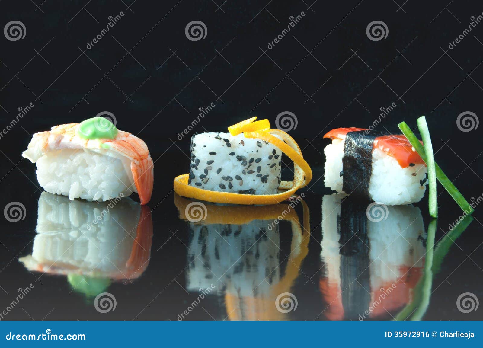 Sushi stock photo. Image of cucumber, rice, food, restaurant - 35972916