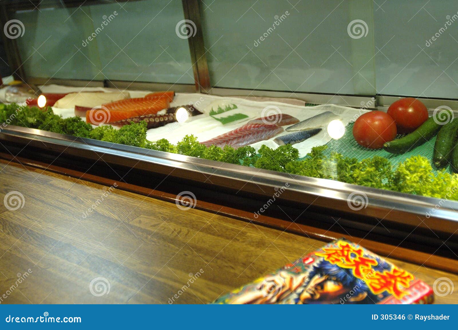 Sushi counter stock photo. Image of wood, display, veneer - 305346