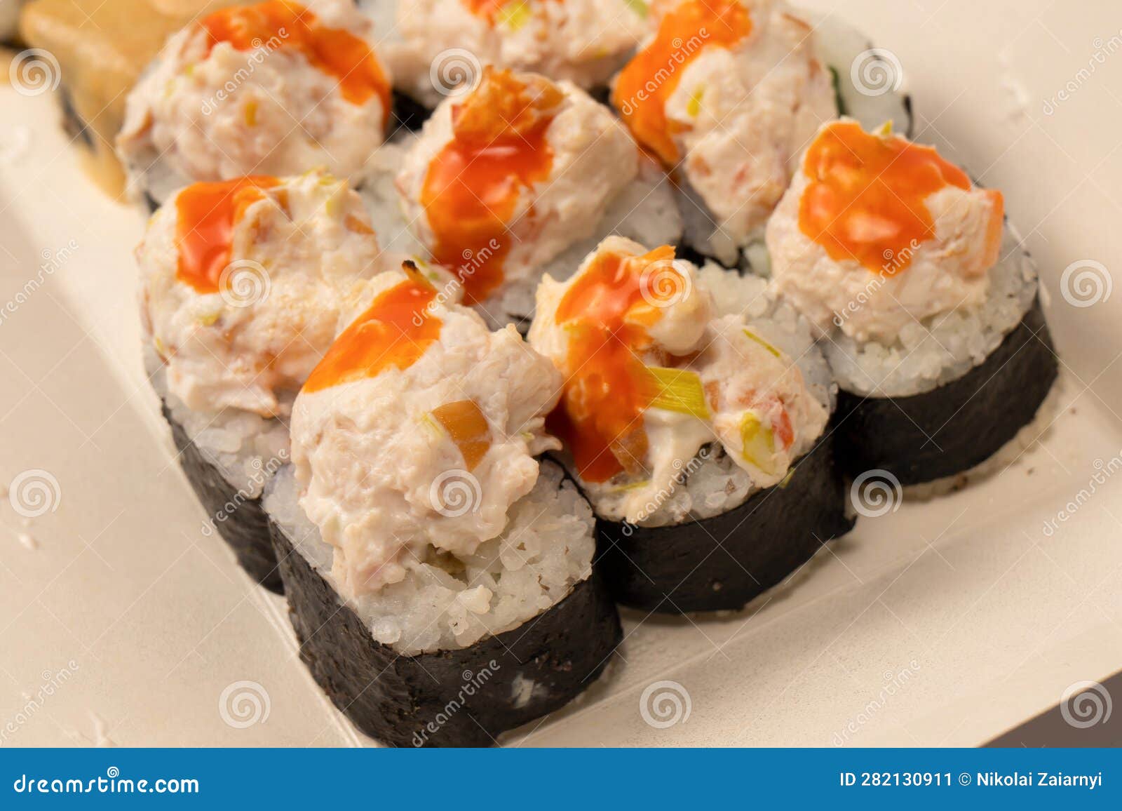 Sushi with Cream Cheese Isolated on White Background Stock Image ...