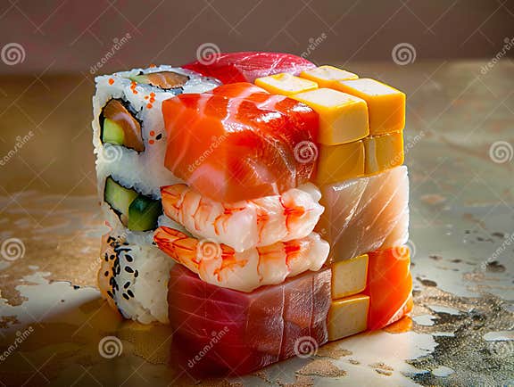 Sushi Cube by Satoshi Kobayashi Stock Image - Image of plate, platter ...