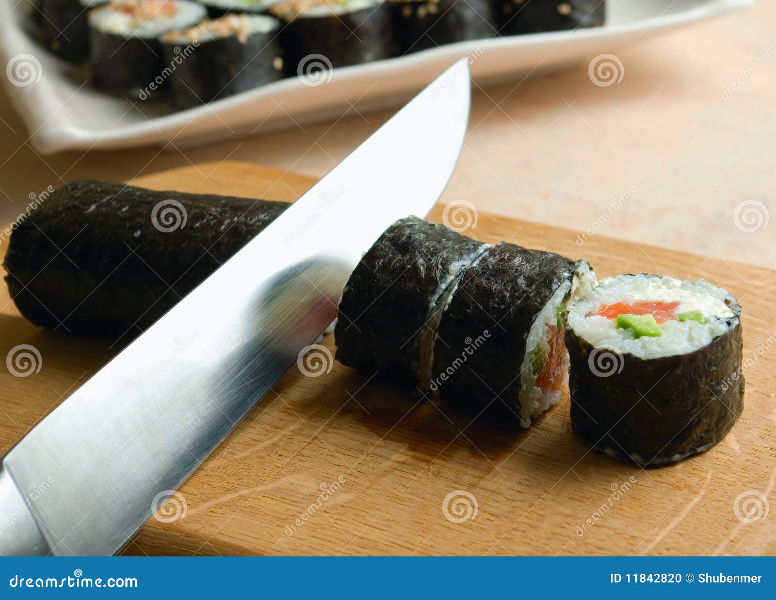 Sushi cutting stock photo. Image of lunch, foreground - 11842820