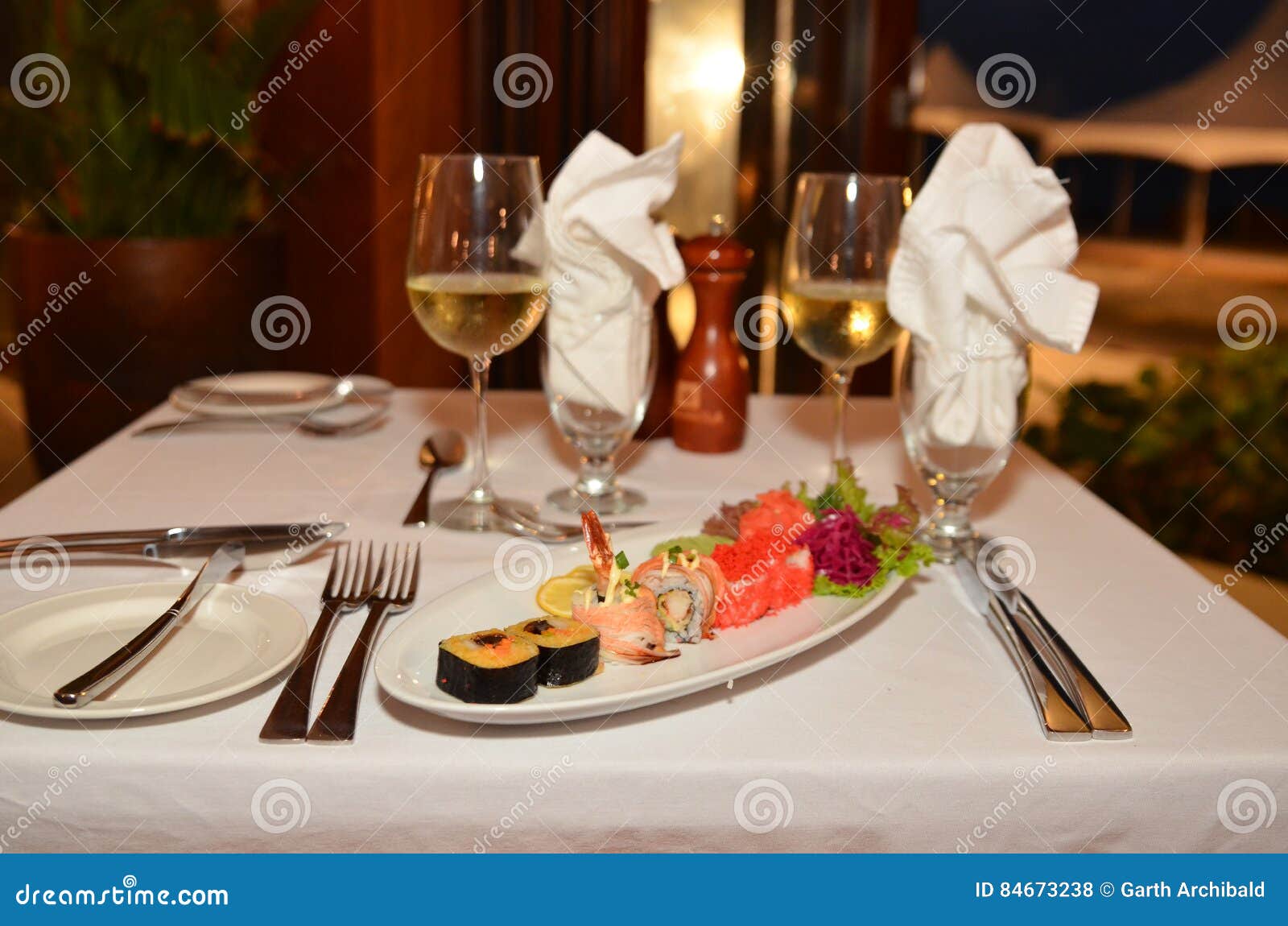 Sushi Dinner stock photo. Image of west, glass, sushi - 84673238