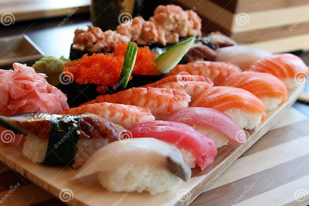 Sushi end rolls stock photo. Image of meal, dinner, dishes - 3301752