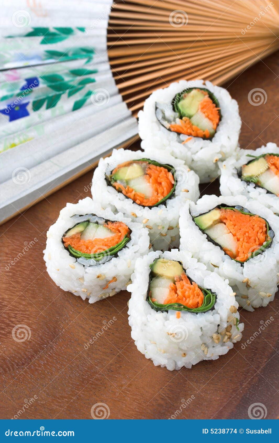Sushi with fan stock photo. Image of delicious, asia, sushi - 5238774