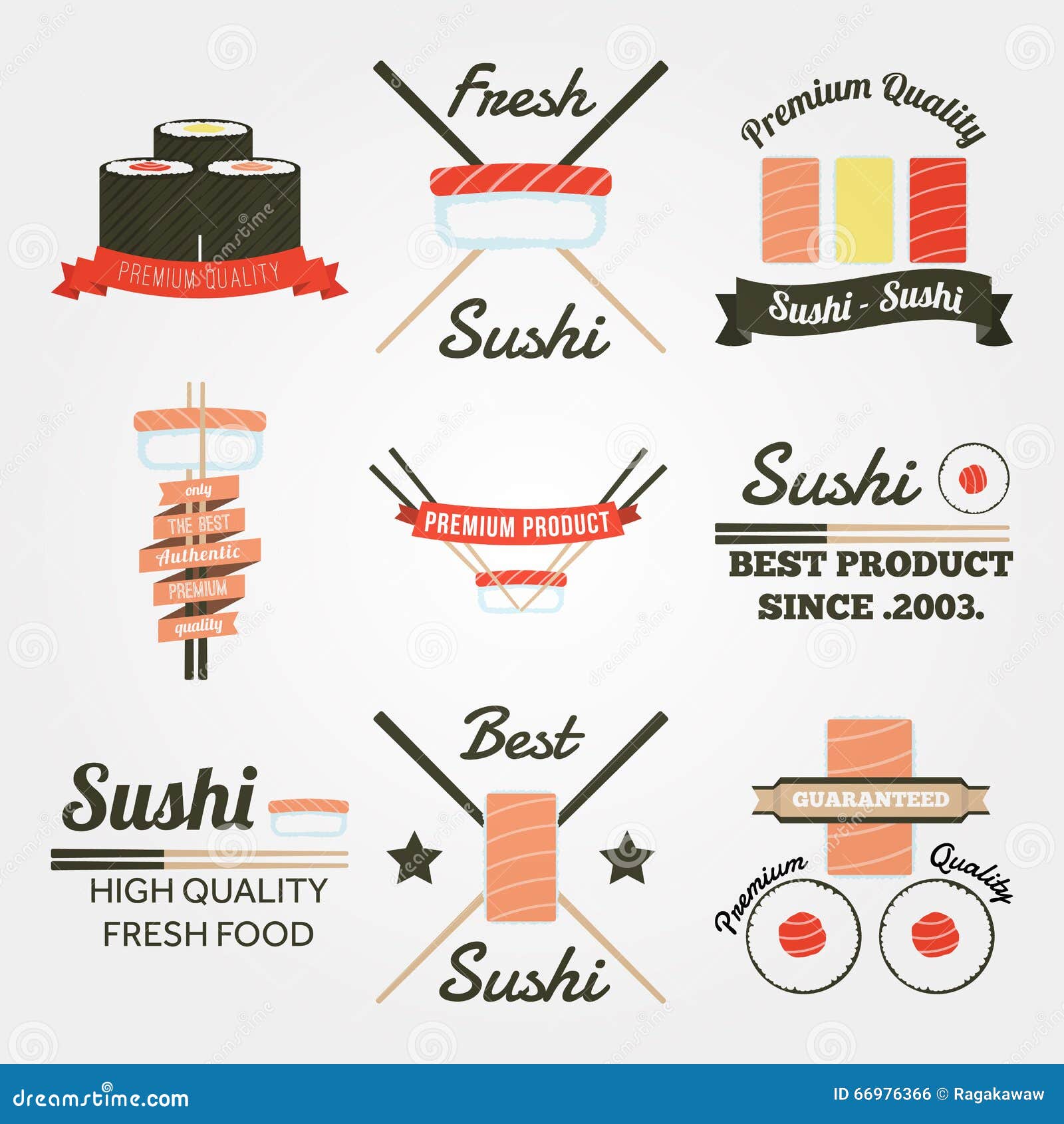 Sushi Flat Design Vintage Label Stock Vector - Illustration of asian ...