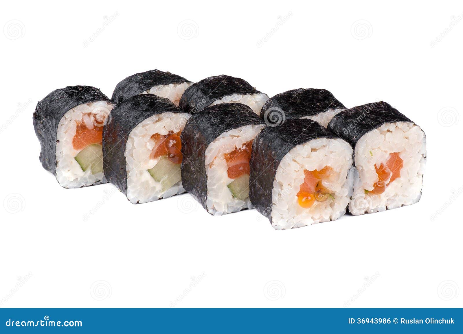Sushi Fresh Maki Rolls with Red Caviar Stock Photo - Image of prepared ...