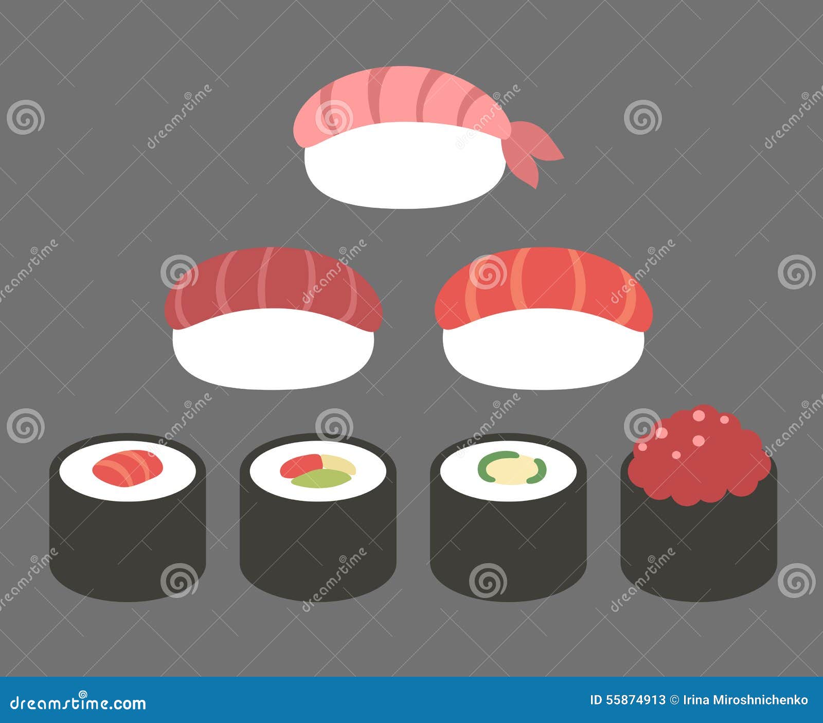 Sushi icons. stock vector. Illustration of rolls, appetizer - 55874913