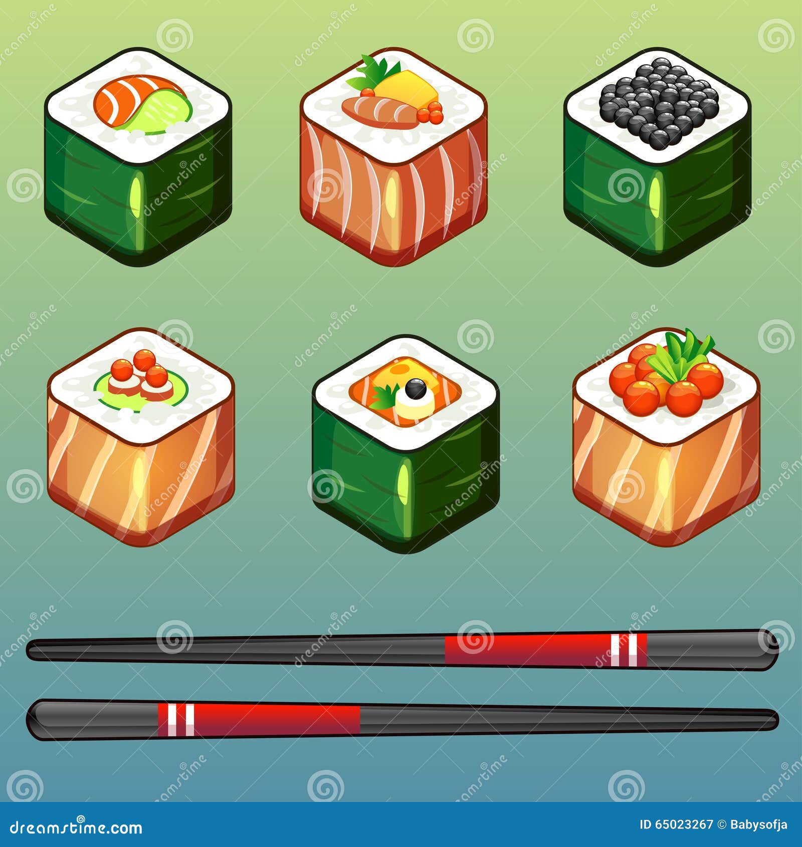 SUSHI icons stock vector. Illustration of fish, prepared - 65023267