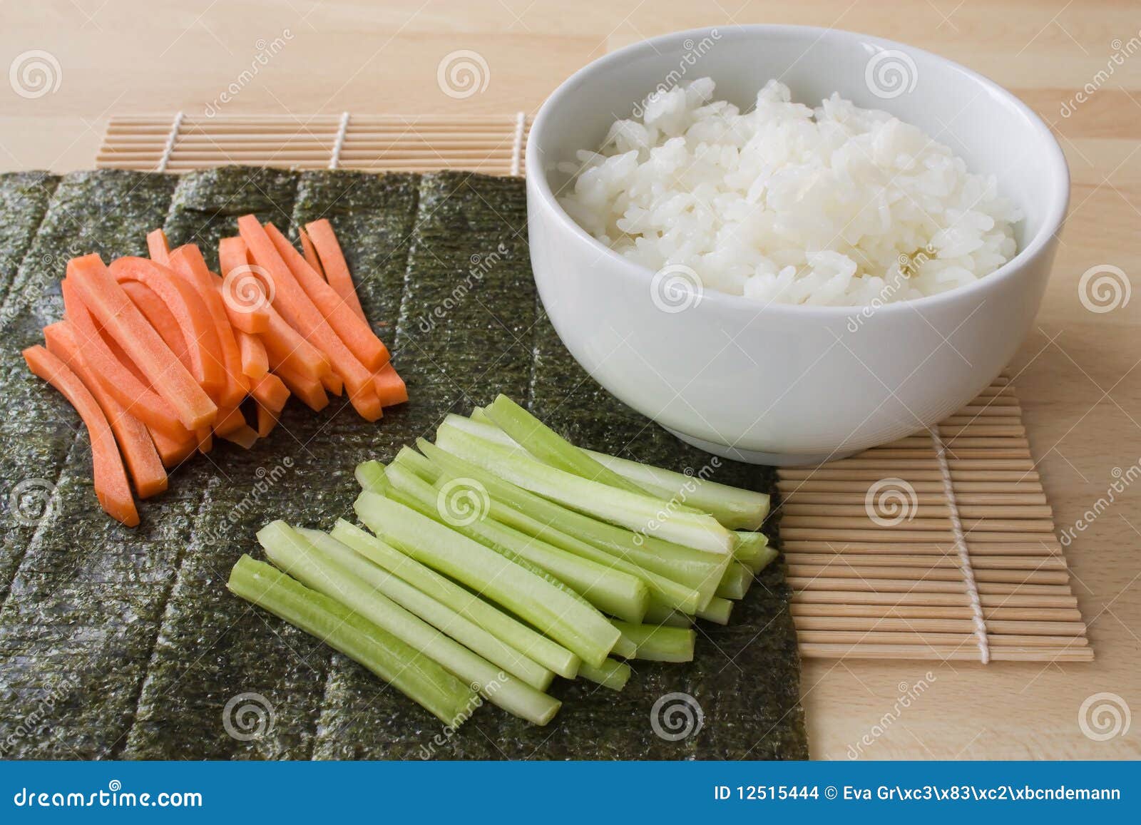 Sushi Ingredients stock photo. Image of bamboo, bowl - 12515444