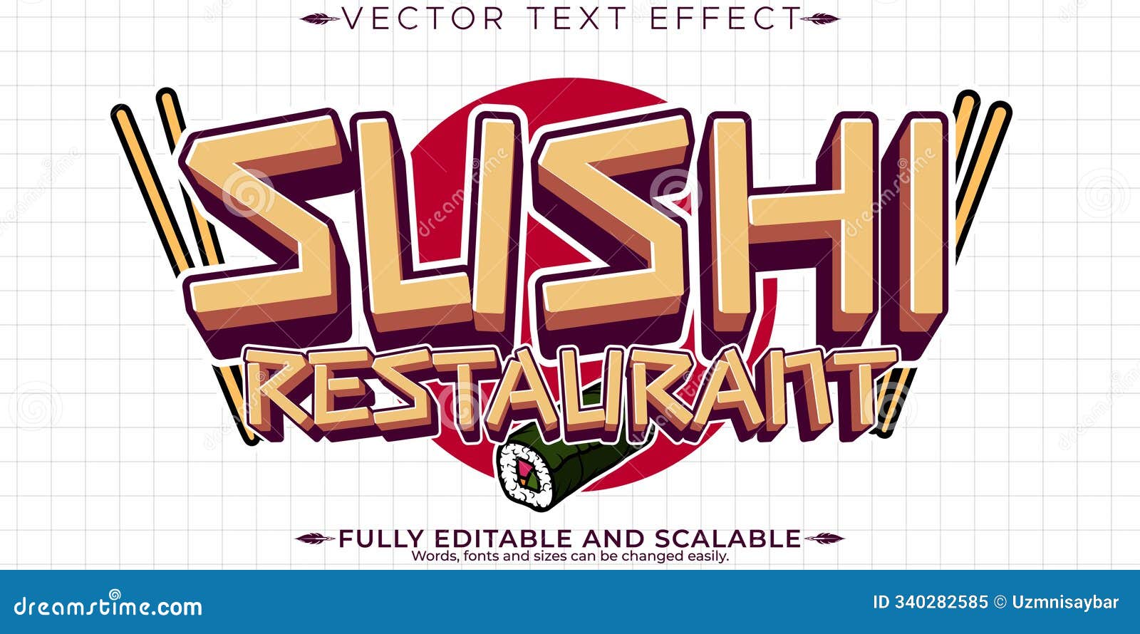 Sushi Japan Text Effect, Editable Modern Lettering Typography Font ...