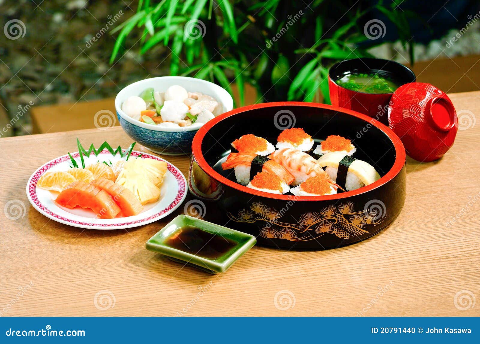 Sushi Japanese bento set stock photo. Image of delicacy - 20791440
