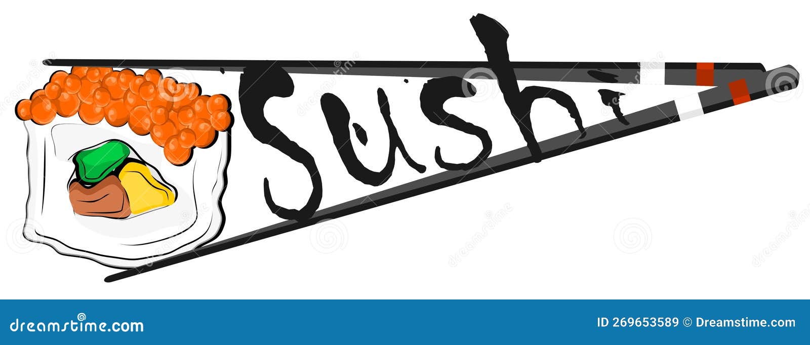 Sushi with letters stock illustration. Illustration of signage - 269653589