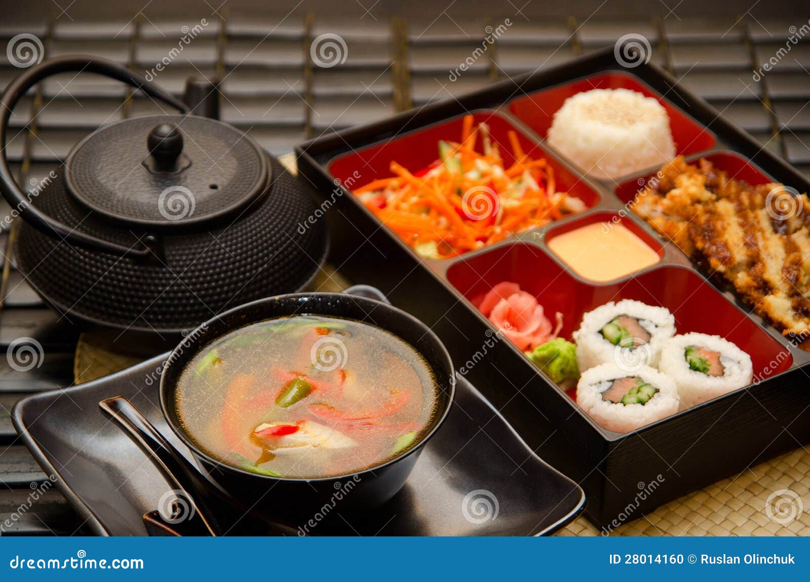 Sushi lunch stock photo. Image of green, ethnic, close - 28014160