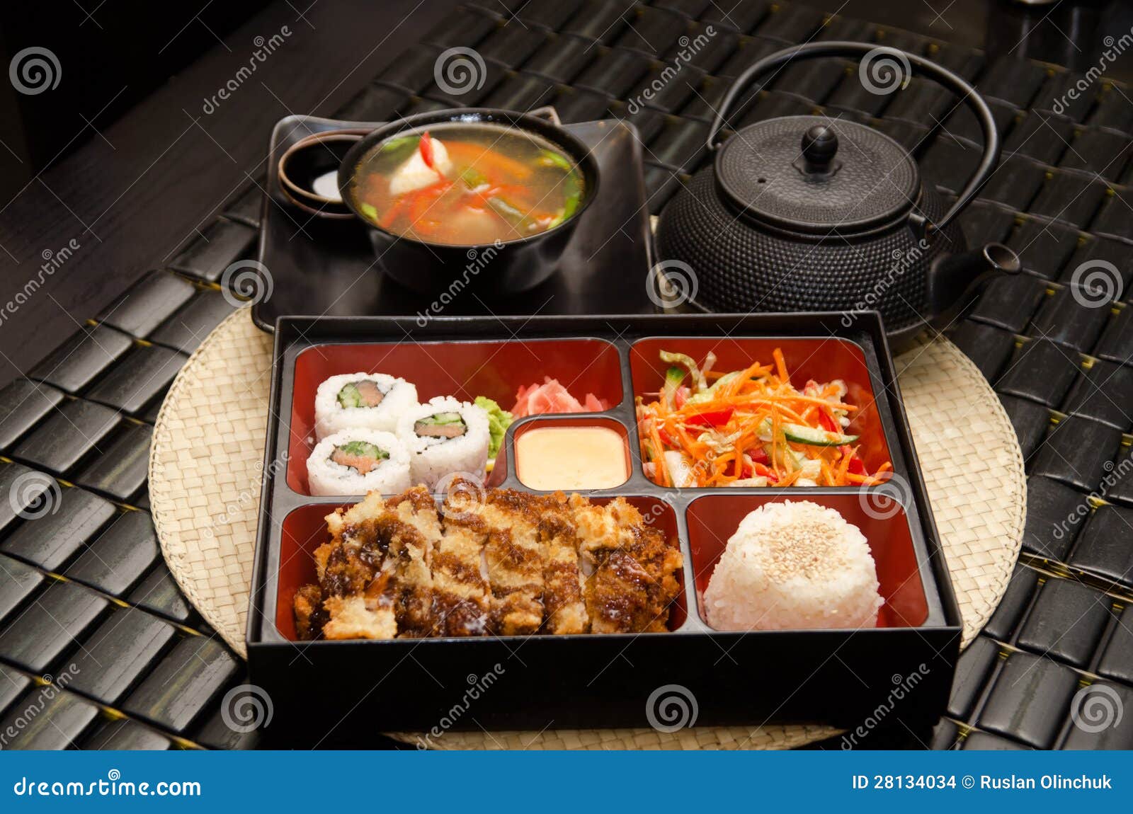 Sushi lunch stock photo. Image of cook, food, green, ginger - 28134034