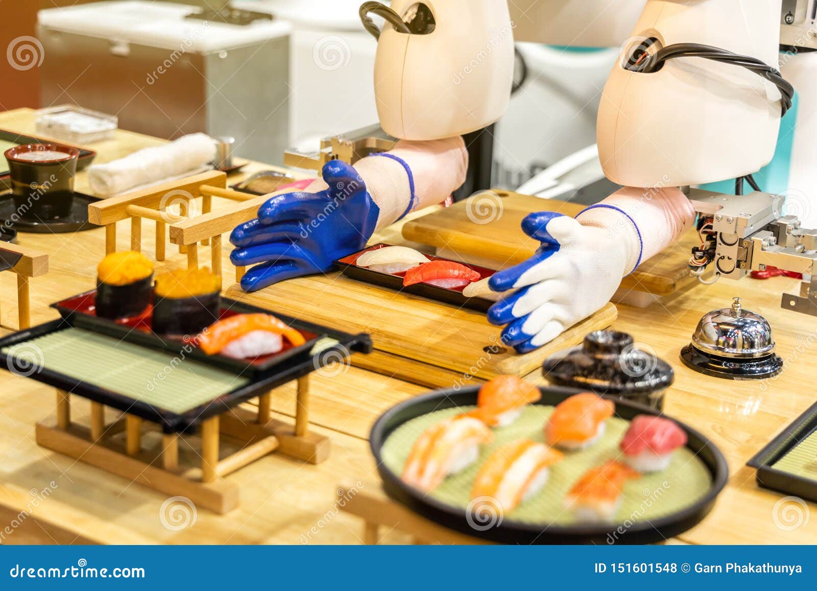Sushi Maker Robots are Serving Food in Future Genius Restaurants Stock ...