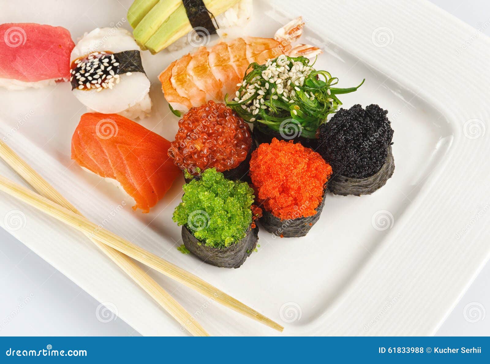 Sushi maki set stock photo. Image of healthy, bamboo - 61833988