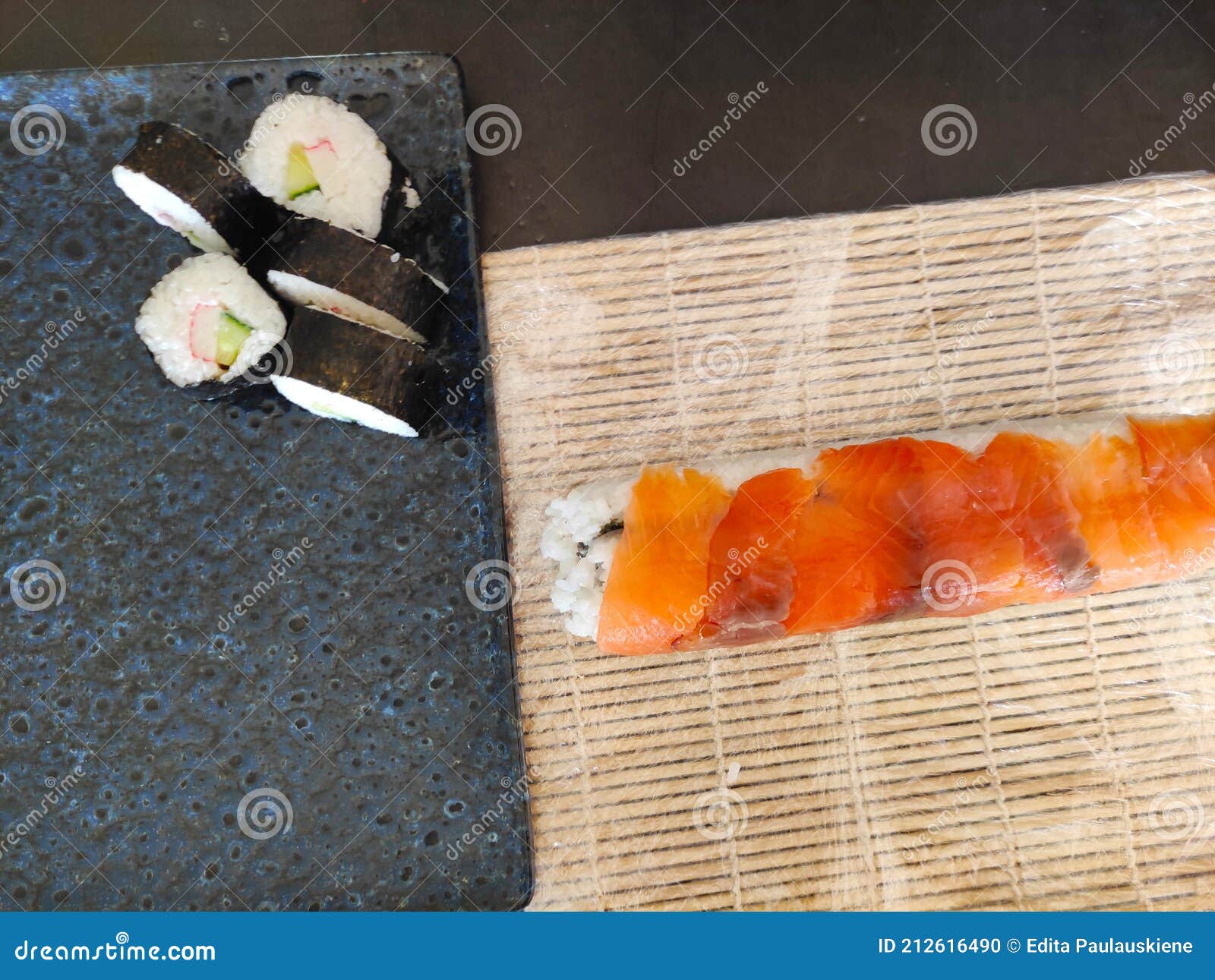 Sushi Making Process in the Kitchen Stock Photo - Image of table, tool ...