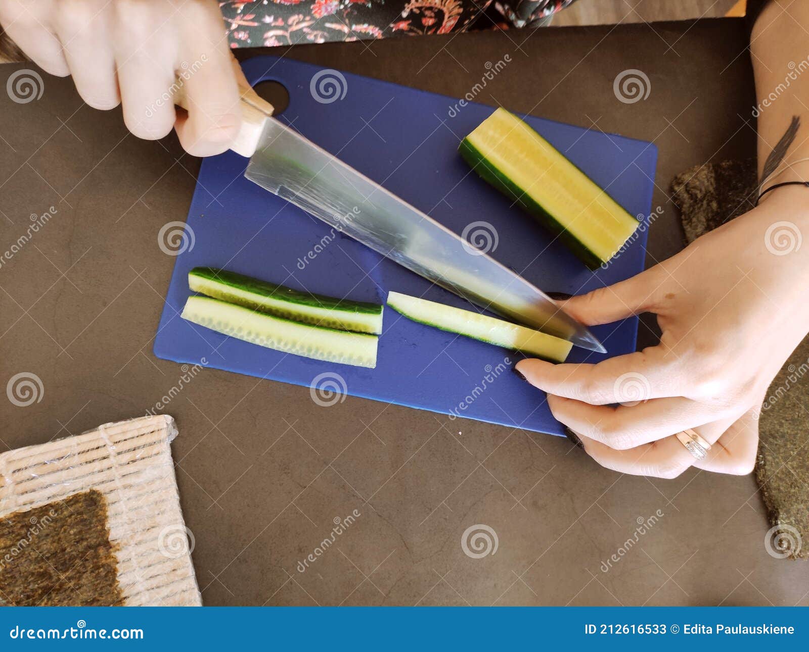 Sushi Making Process in the Kitchen Stock Image - Image of equipment ...