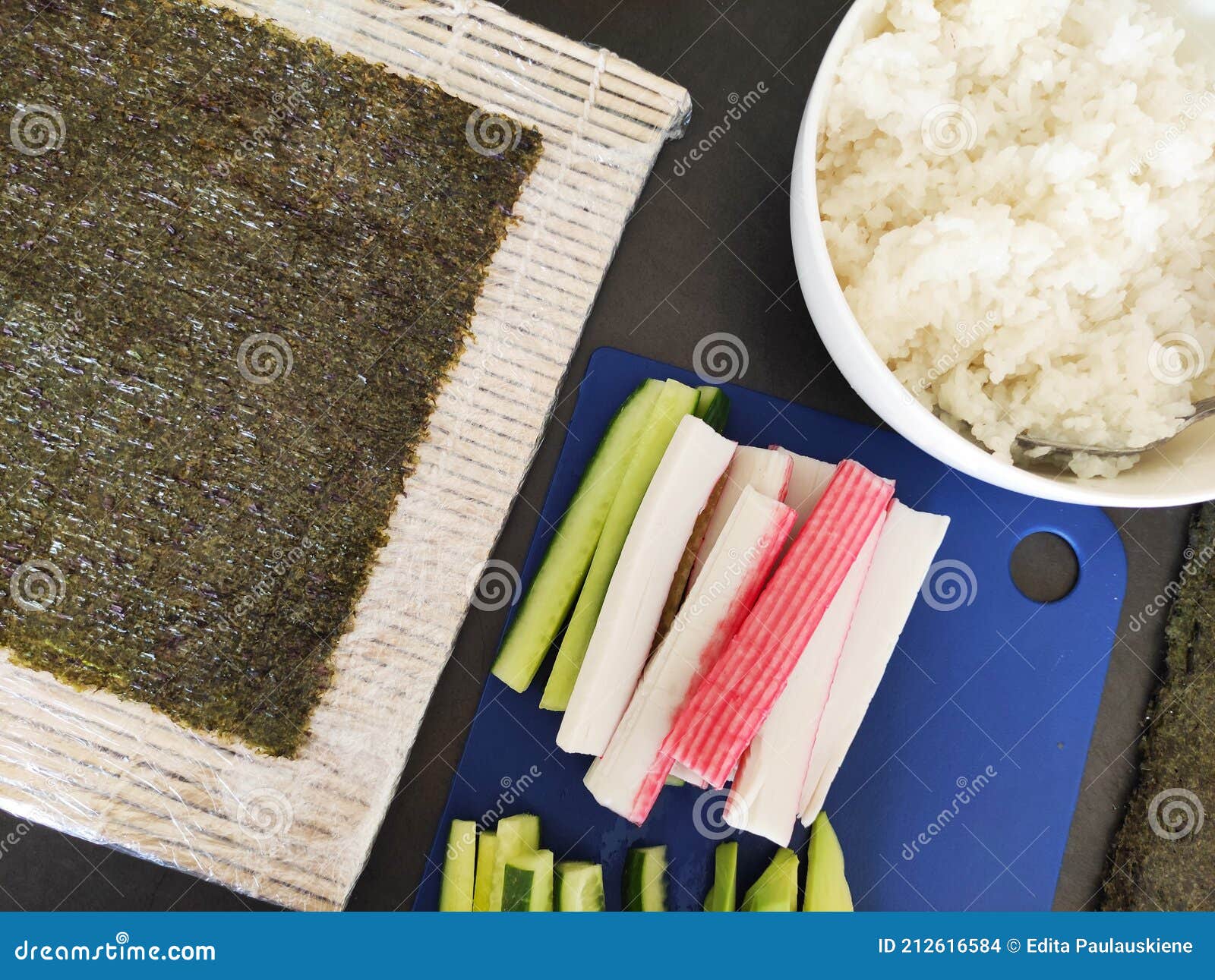 Sushi Making Process in the Kitchen Stock Photo - Image of tasteful ...