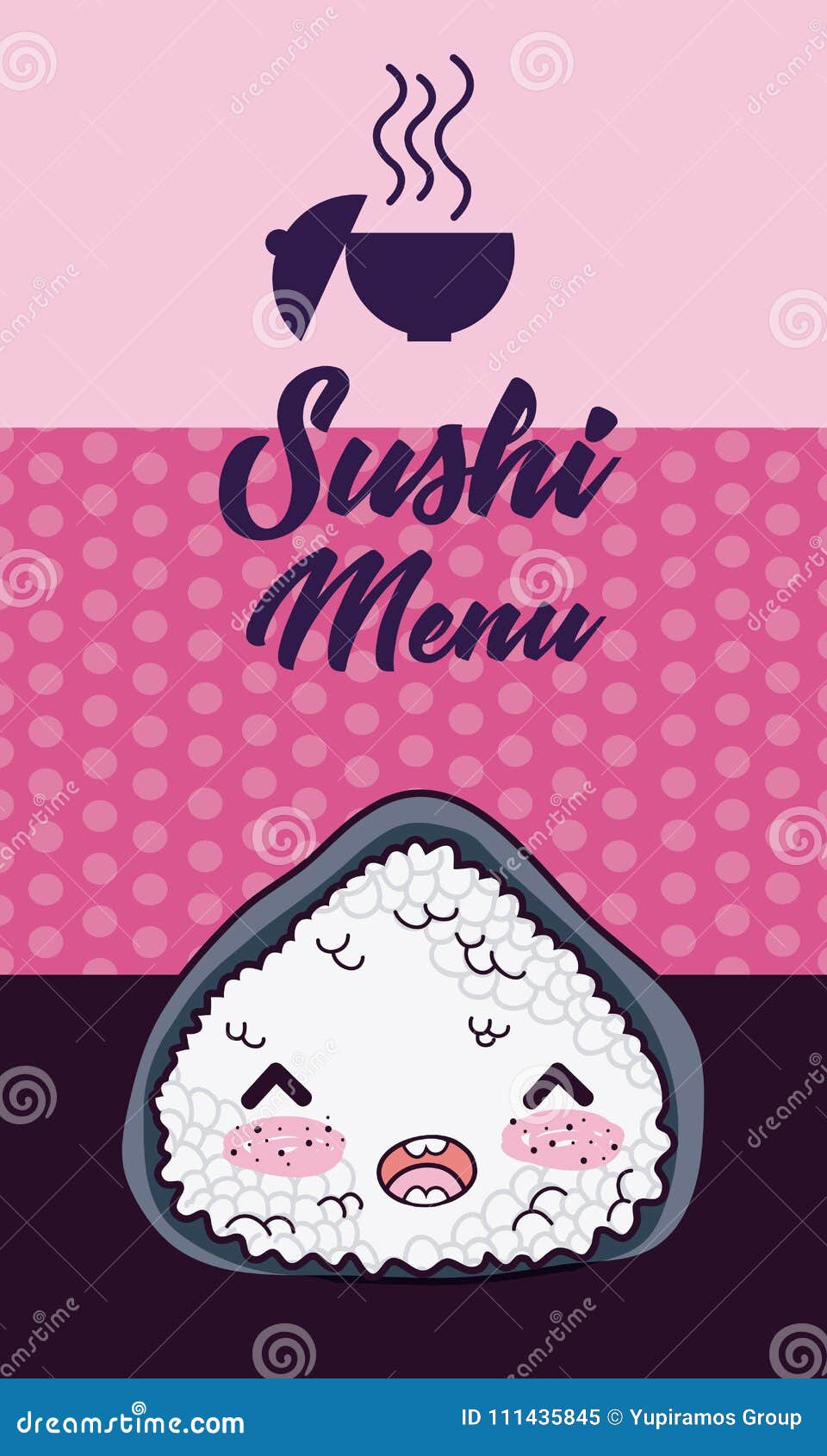 Sushi Menu Design Kawaii Cartoon Stock Vector - Illustration of cute ...