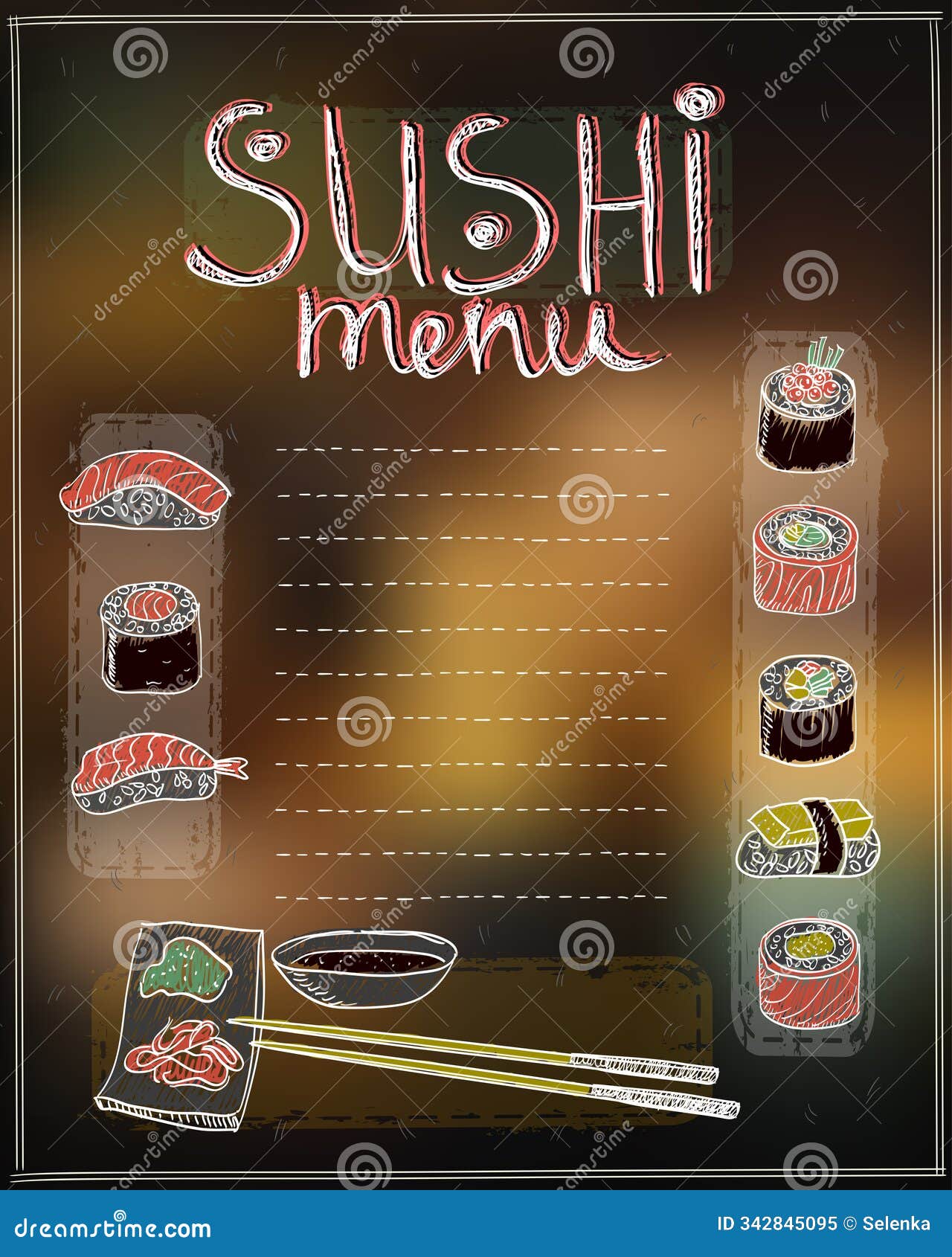 Sushi Menu Empty Blank Designed for Cafe or Restaurant Stock ...