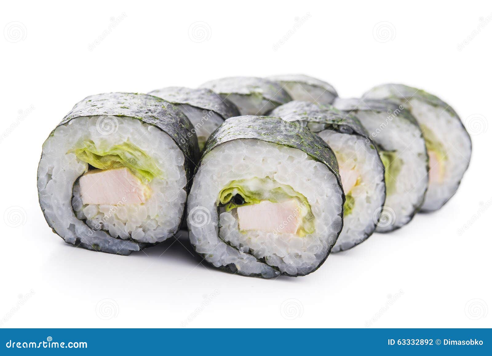 Sushi met kip en salade stock foto. Image of voedsel - 63332892