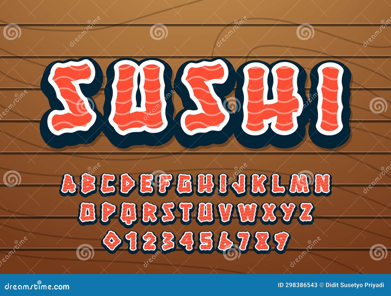 Sushi Modern Font Effect, Japanese Food Font Stock Vector ...