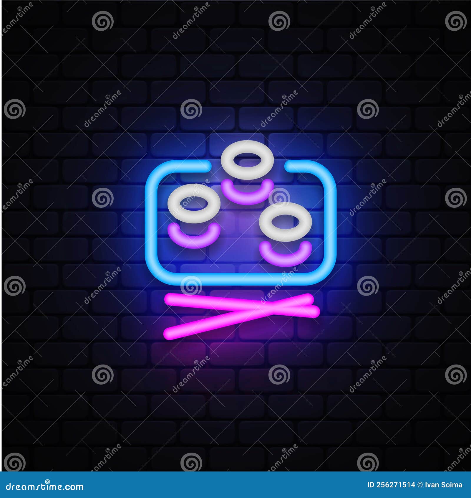 Sushi Neon in Abstract Style on Light Background. Vector Design Element ...