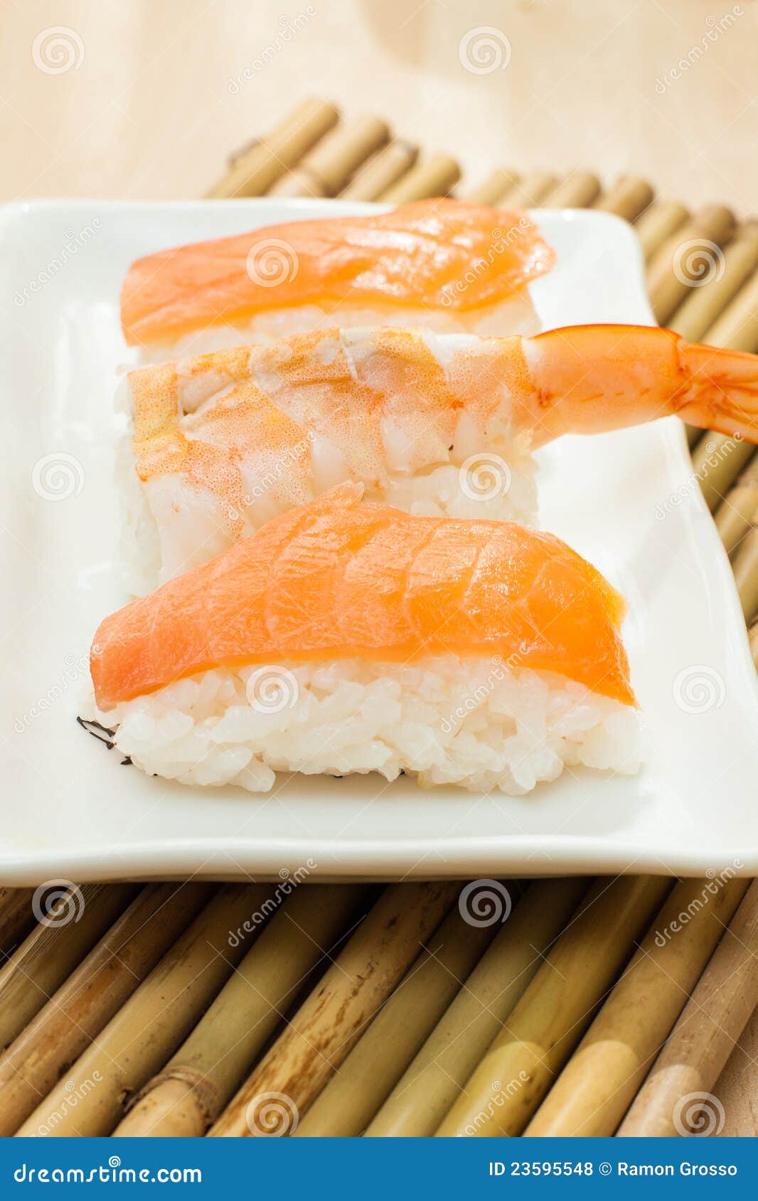 Sushi Nigiri stock photo. Image of leaf, dinner, culture - 23595548