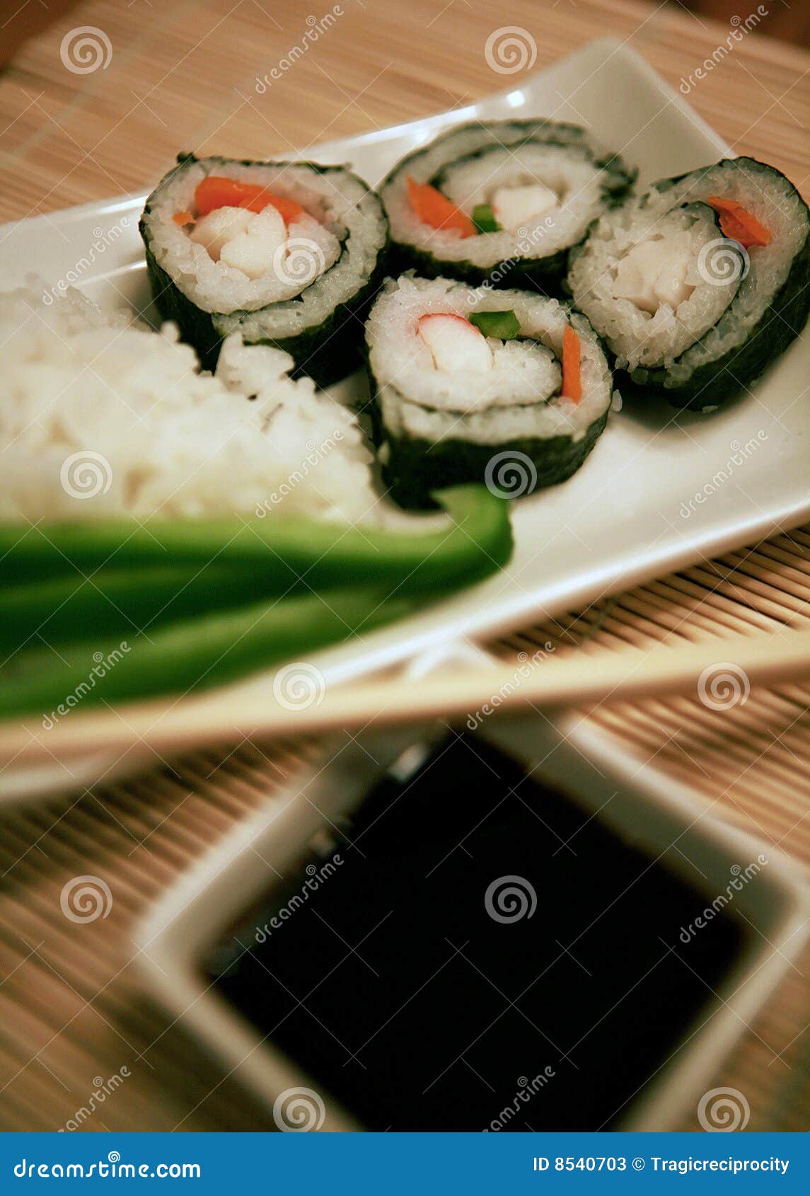 Sushi for one stock image. Image of fish, bamboo, japan - 8540703