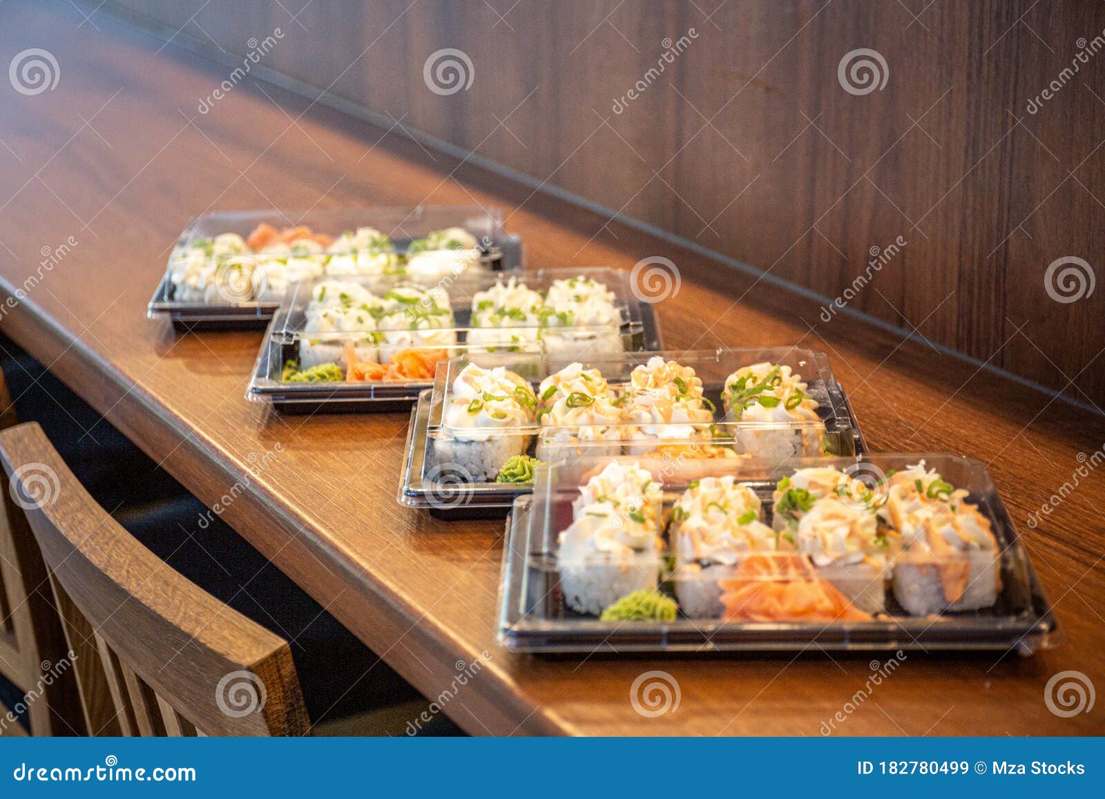 Sushi Packed and Ready for a Delivery with Sushi Stock Image - Image of ...