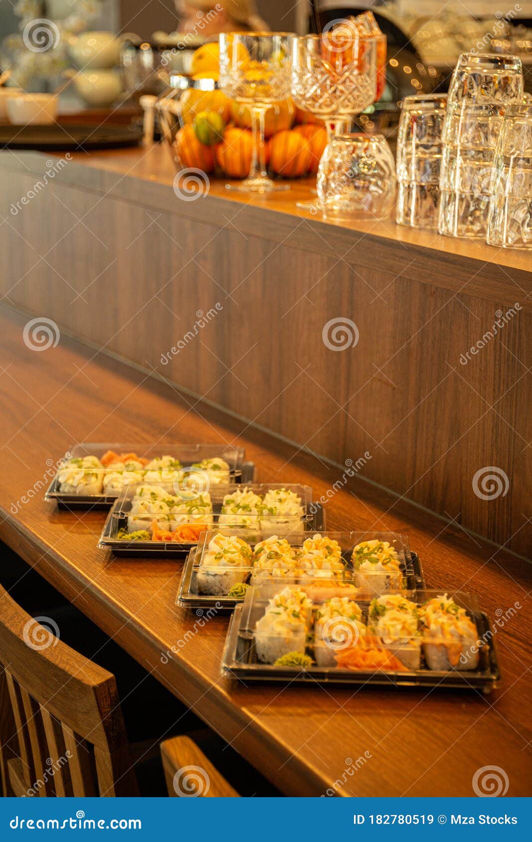 Sushi Packed and Ready for a Delivery with Sushi Stock Image - Image of ...