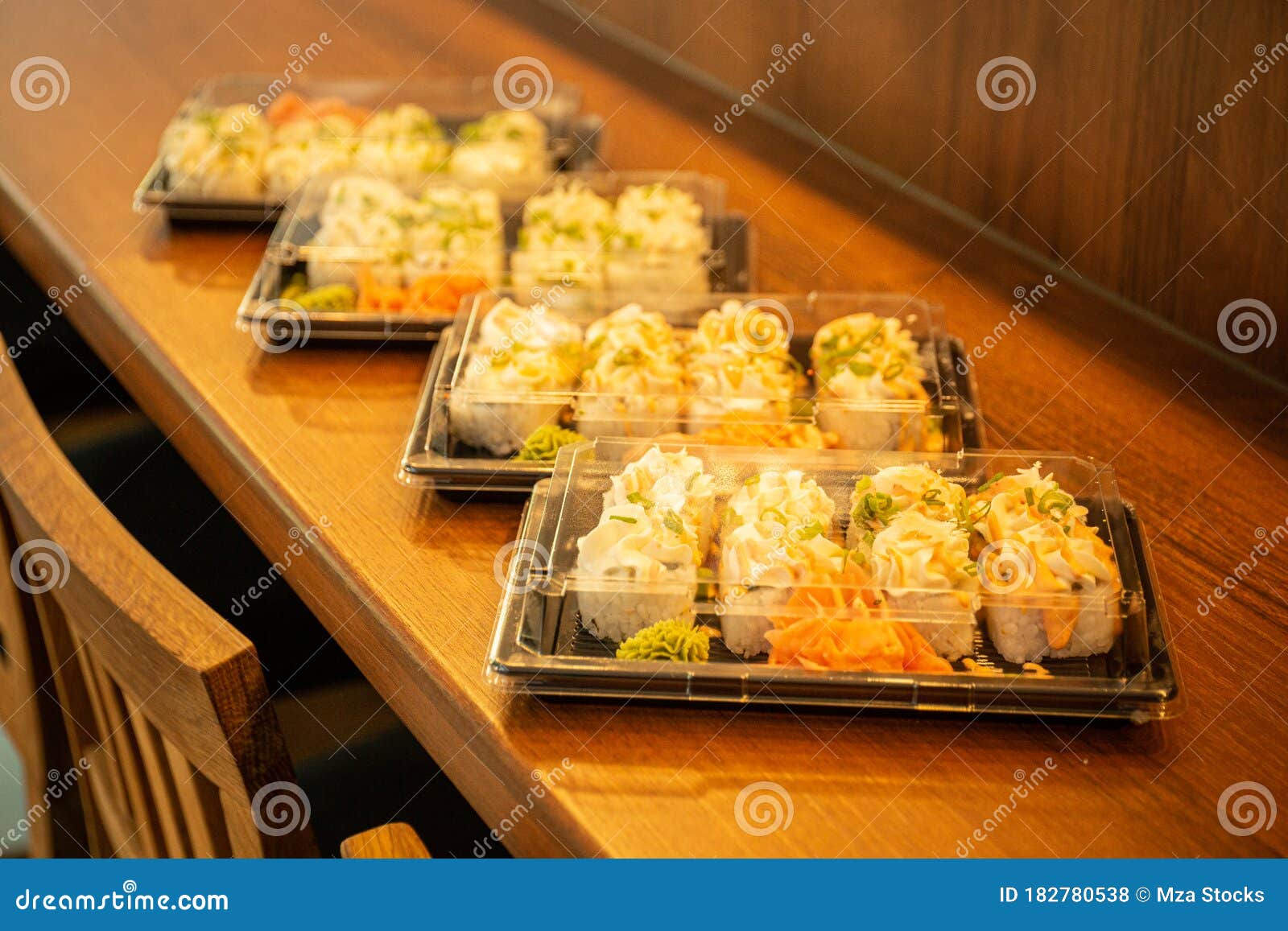 Sushi Packed and Ready for a Delivery with Sushi Stock Photo - Image of ...