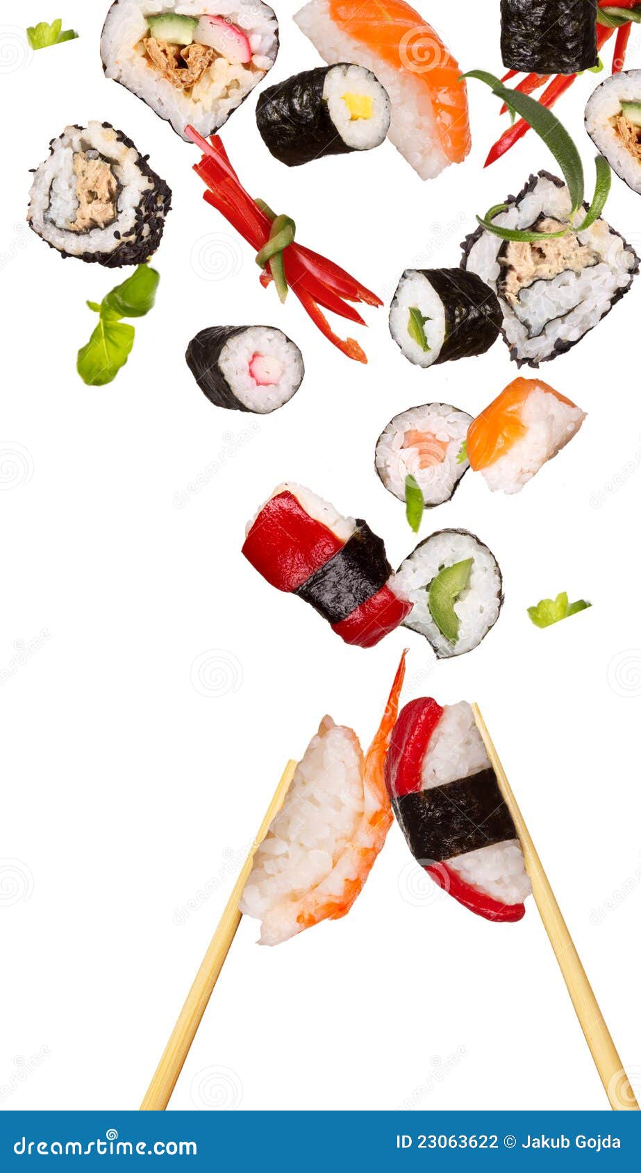 Sushi pieces stock photo. Image of meal, asian, chopsticks - 23063622