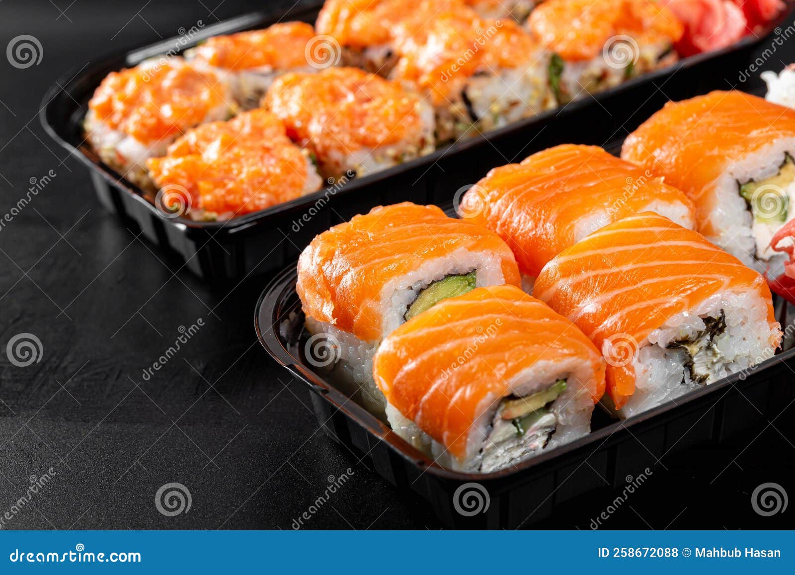 Sushi in Plastic Containers, Close-up Stock Photo - Image of diet, roll ...