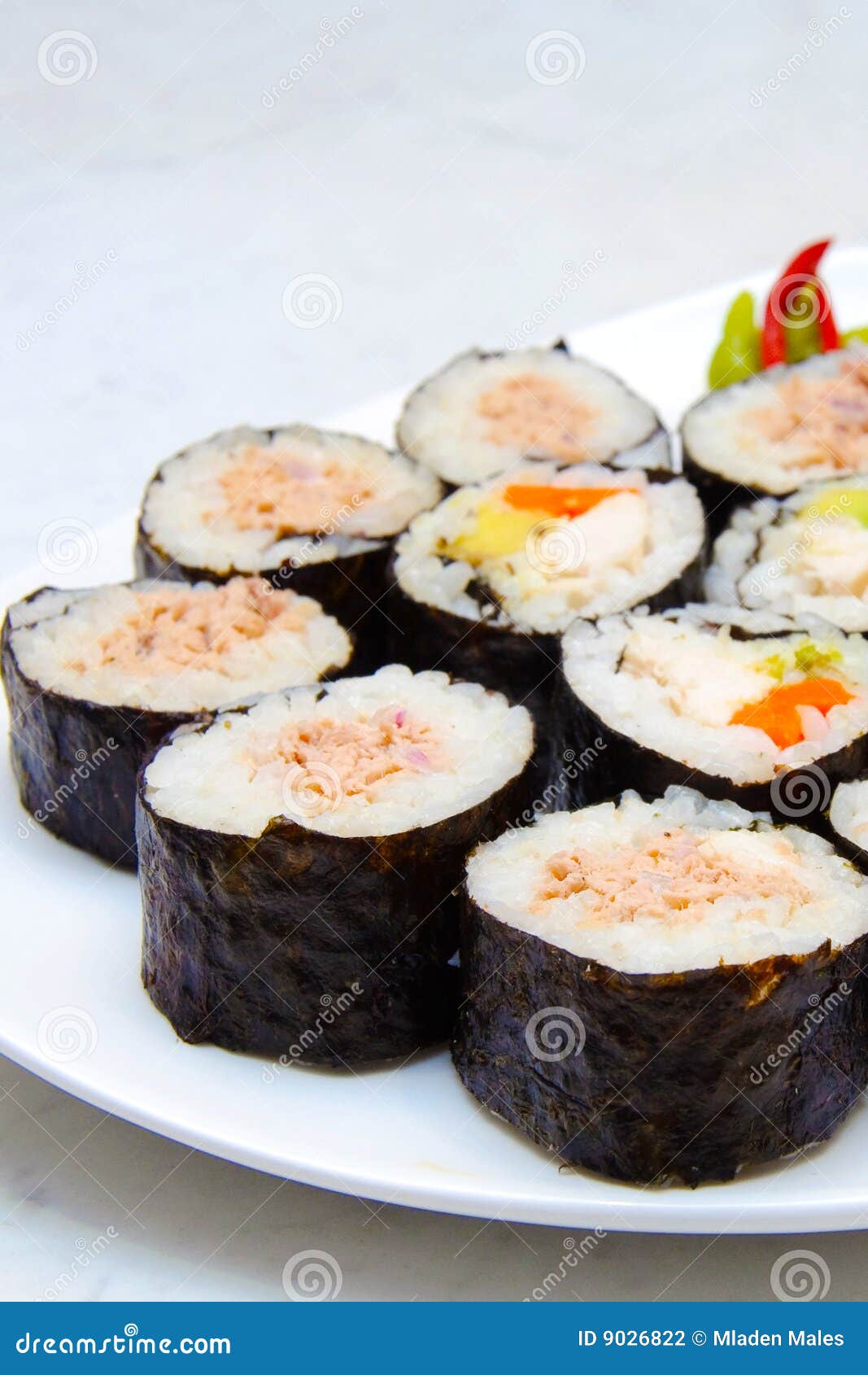 Sushi plate stock photo. Image of plate, sushi, chicken - 9026822