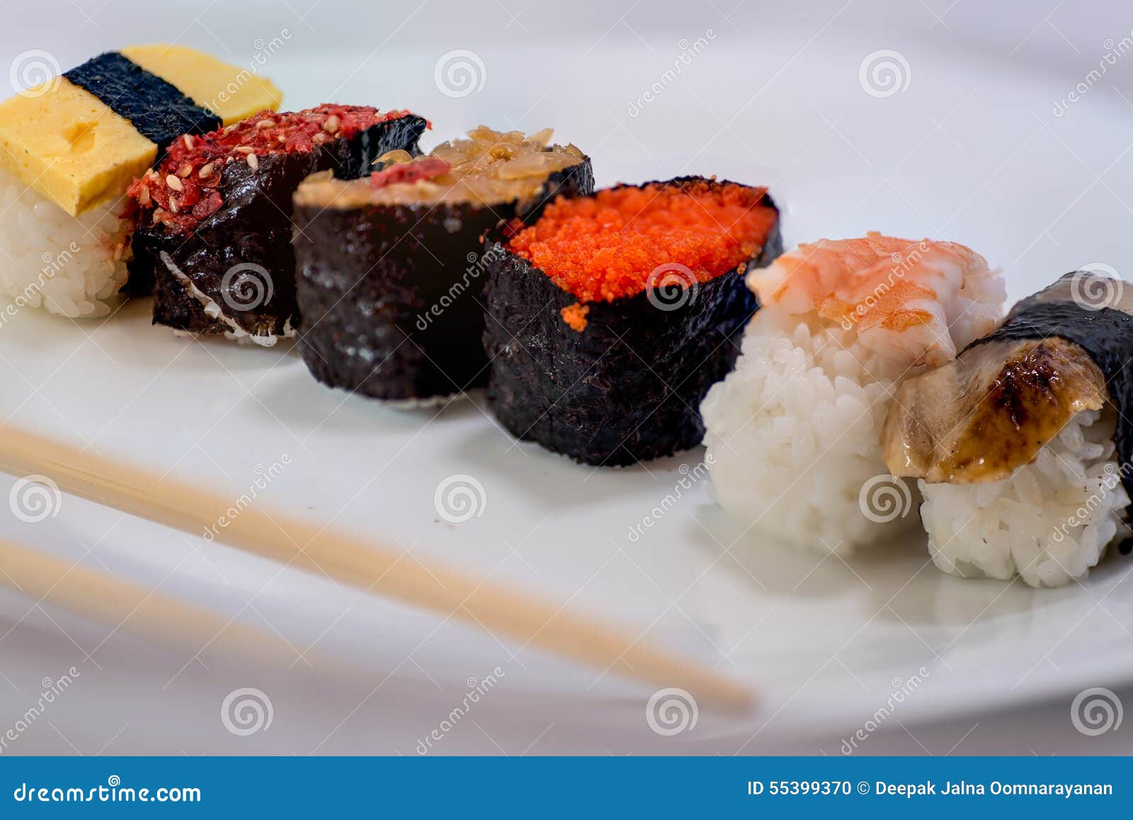 Sushi on a plate stock photo. Image of appetizer, seafood - 55399370