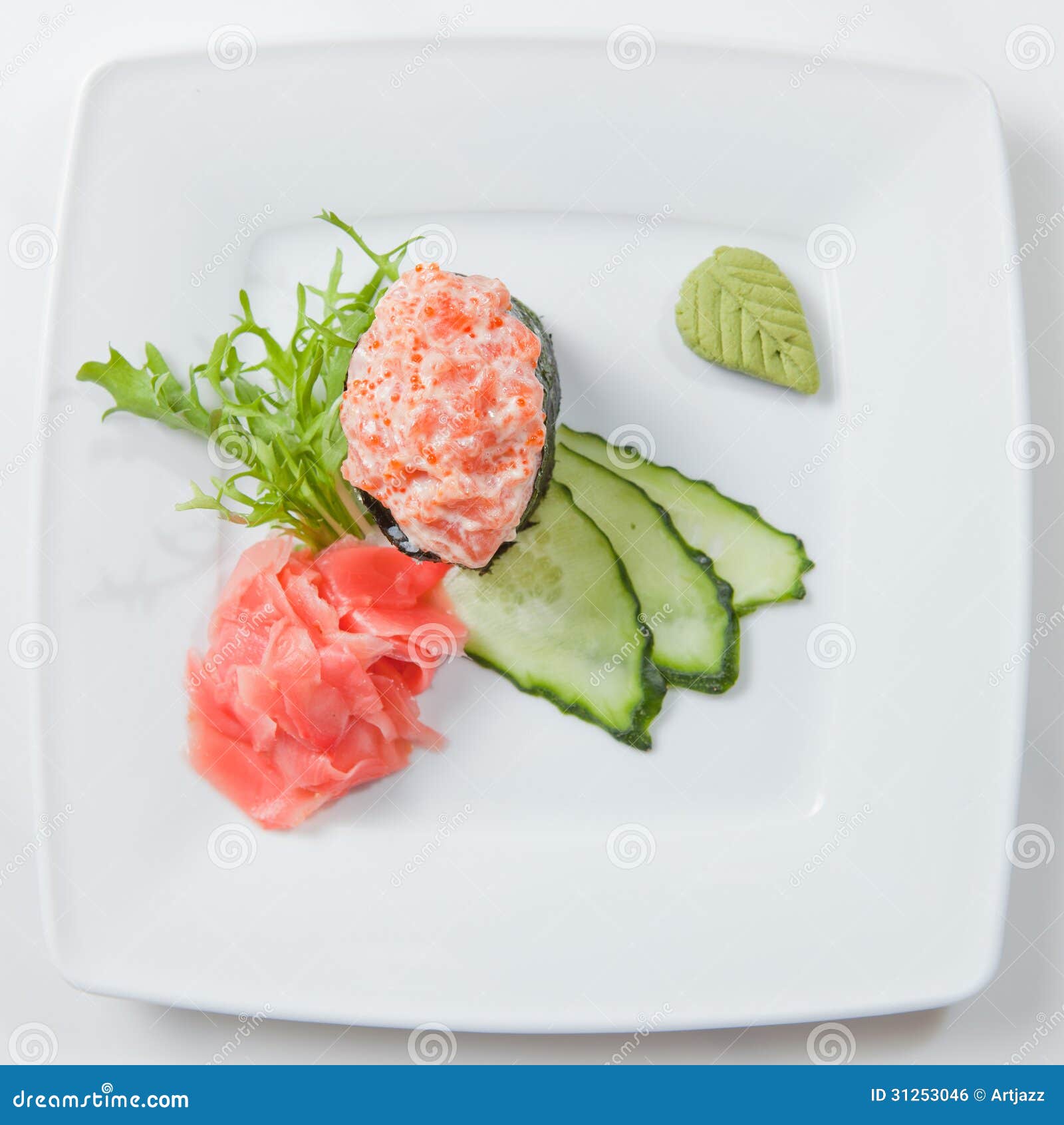 Sushi on plate isolated stock photo. Image of maki, prepared - 31253046