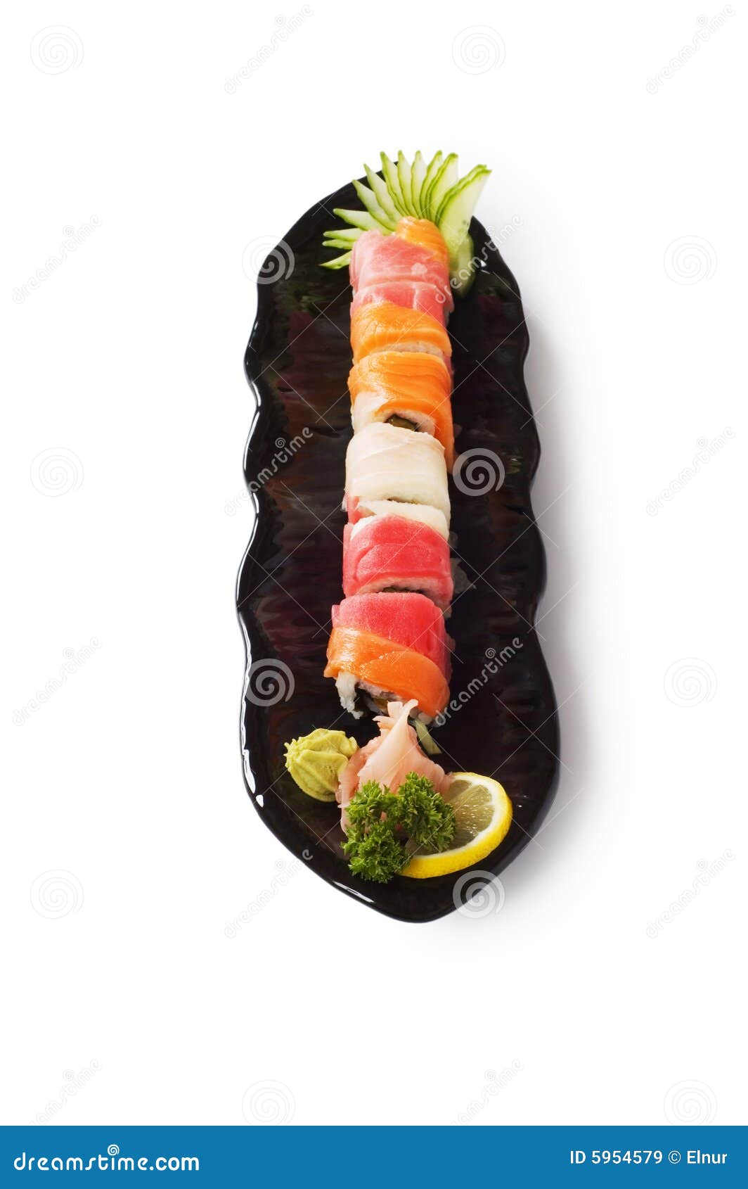 Sushi Plate Isolated on the White Background Stock Image - Image of ...