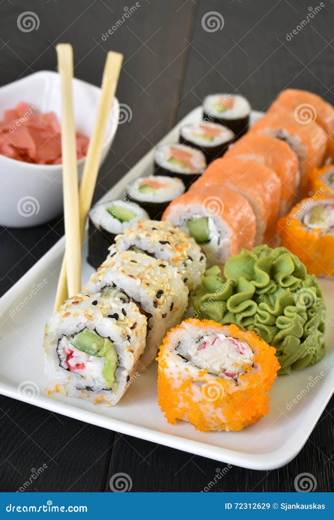 Sushi plate setting stock image. Image of mixture, assortment - 72312629