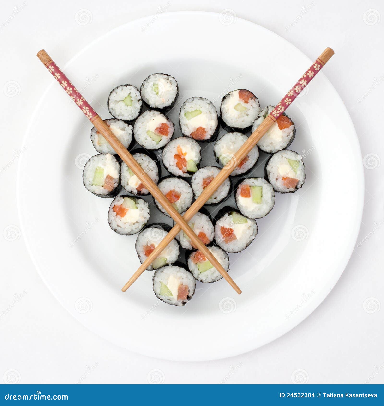 Sushi on a Plate in the Shape of Heart Stock Photo - Image of cucumber ...
