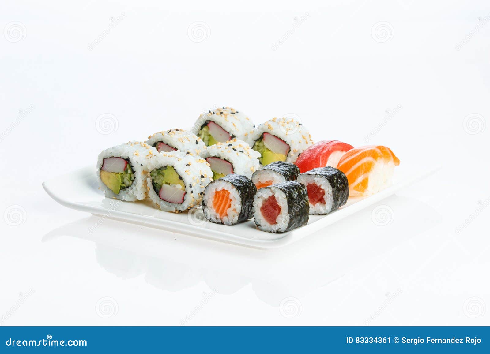 Sushi Plate on White Background Stock Image - Image of lunch, asian ...