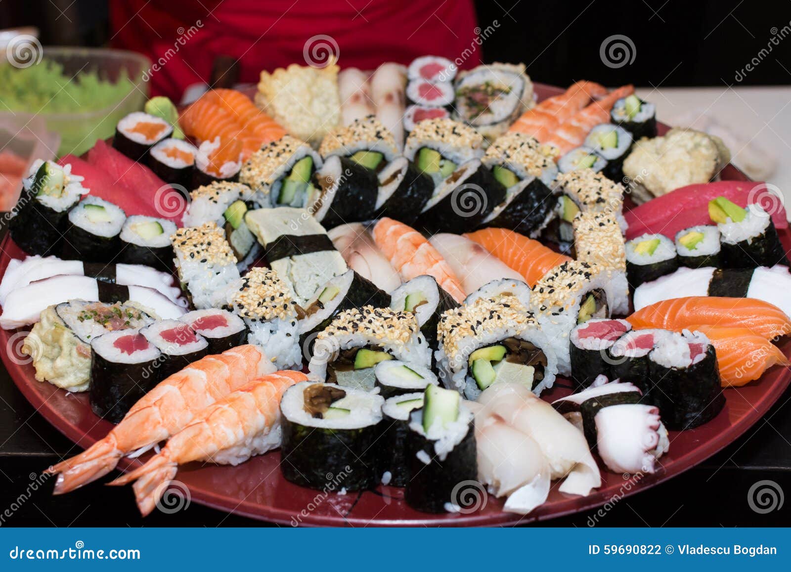Sushi platter closeup stock photo. Image of rolls, sushi - 59690822