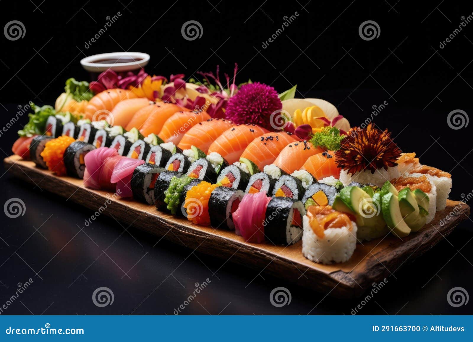 A Sushi Platter with One Sushi Bite Left Stock Illustration ...