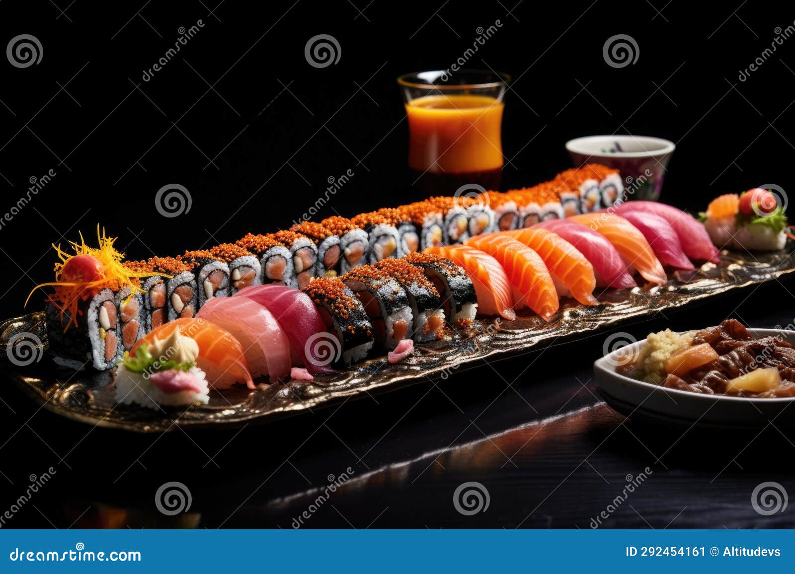A Sushi Platter with One Sushi Bite Left Stock Image - Image of ...