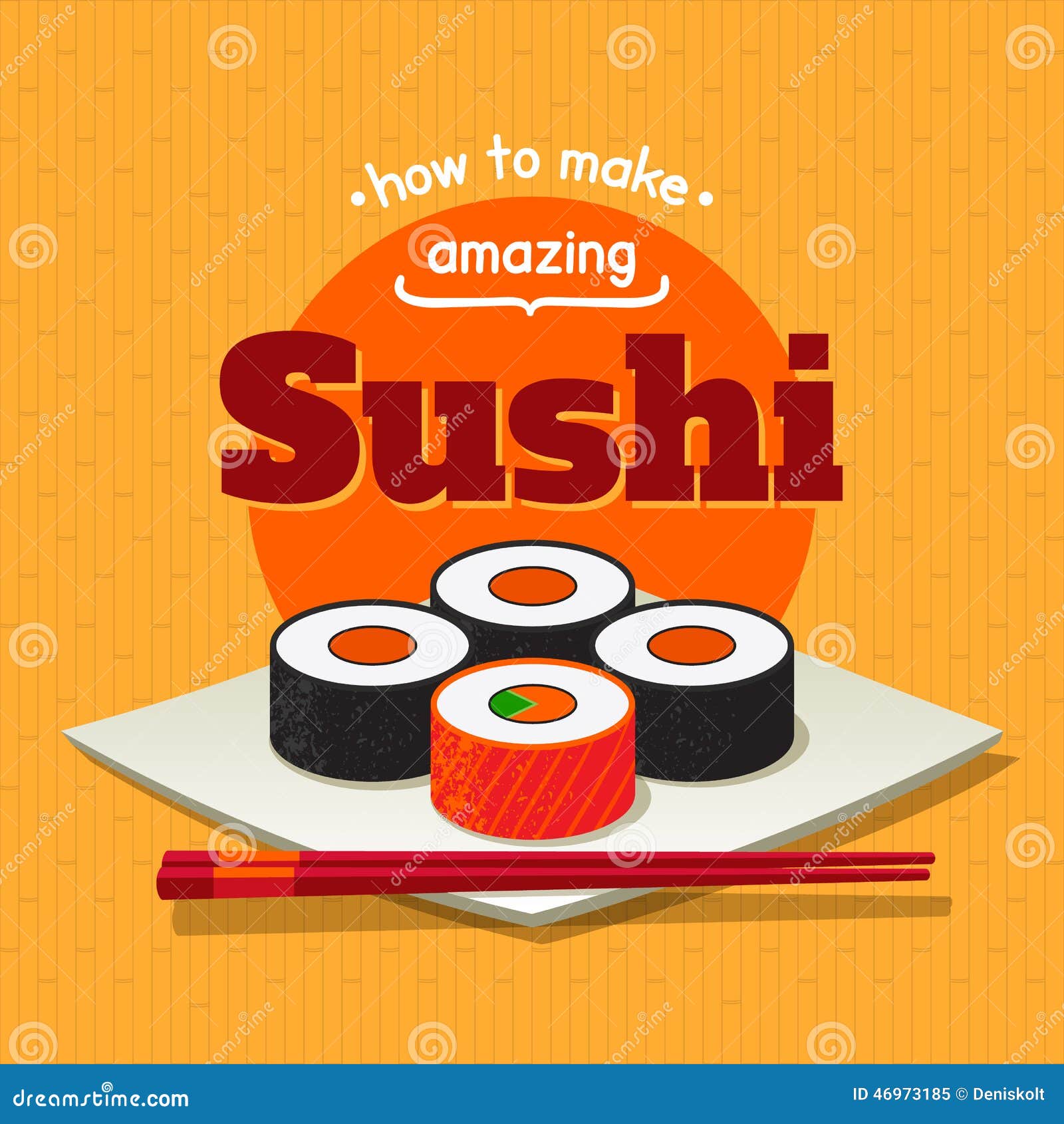Sushi poster stock vector. Illustration of design, dinner - 46973185