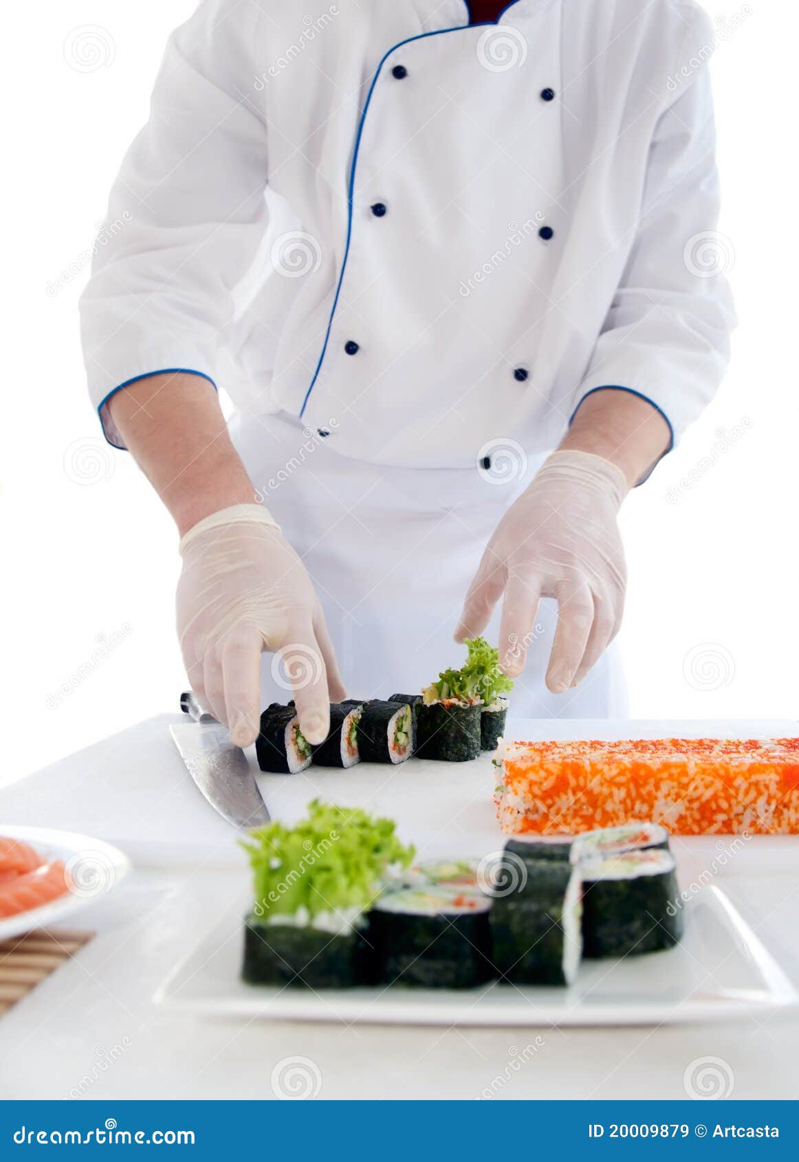 Sushi preparation stock image. Image of knife, cook, ingredients - 20009879